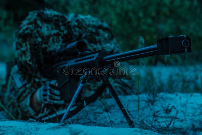 Army sniper on a stakeout stock photo. Image of large - 86908716