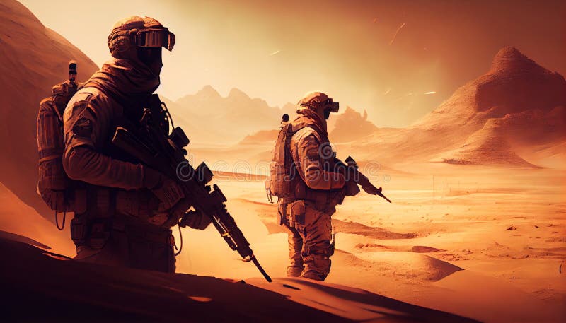 Army Soldier in the Desert. Generative AI Stock Illustration ...