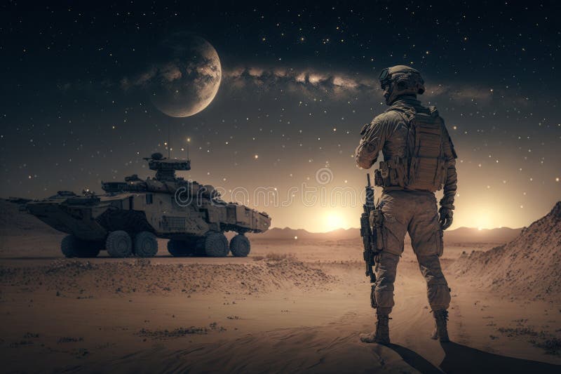 Army Soldier in the Desert. Military Theme Stock Illustration ...