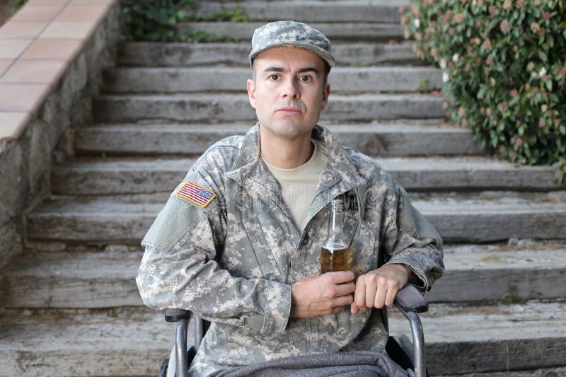 Army Soldier Recovering from an Accident Stock Image - Image of sitting ...