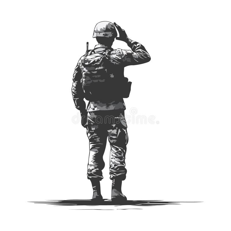 Army Soldier Saluting in Uniform Vector. Stock Vector - Illustration of ...