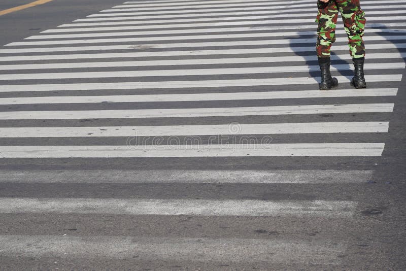 An Army Standing on the Cross Walk Stock Image - Image of step, girl ...