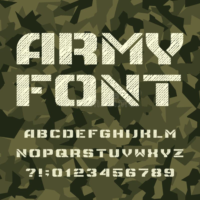 Military Stencil Alphabet Font. Type Letters and Numbers on Distressed ...