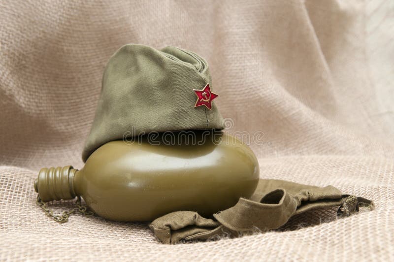 Army Still Life on the Background Fabric. Stock Image - Image of empty ...