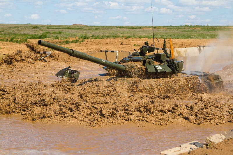 Army Tank Crosses the Water Obstacle Stock Image - Image of armor ...
