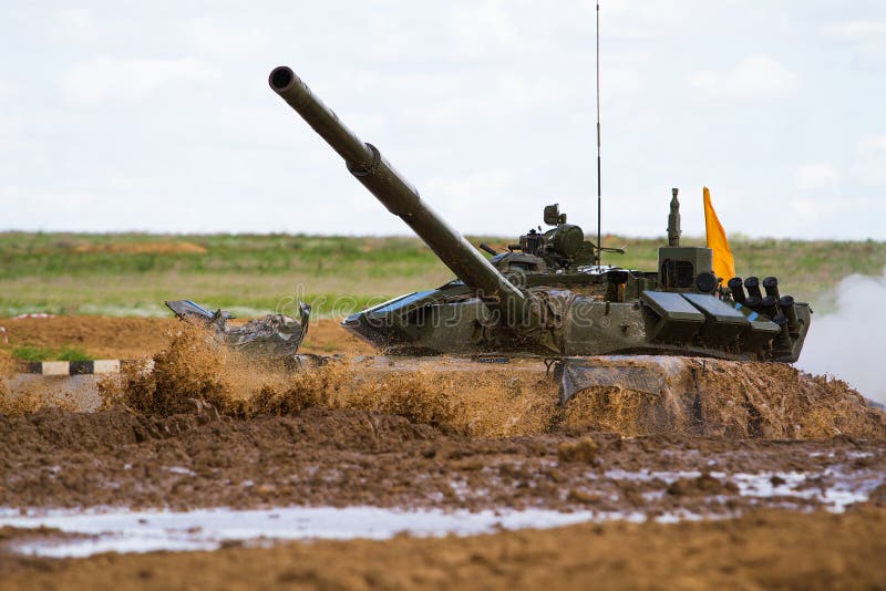 Army Tank Crosses the Water Obstacle Stock Image - Image of water ...