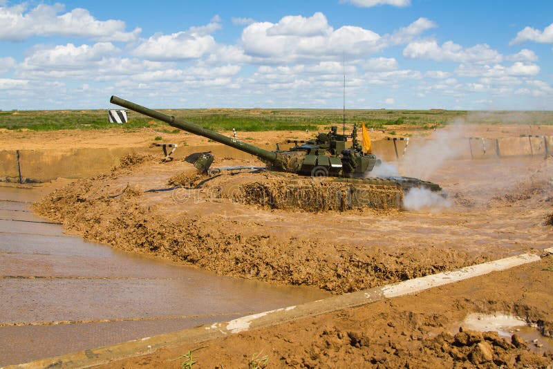 Army Tank Crosses the Water Obstacle Stock Image - Image of outdoor ...