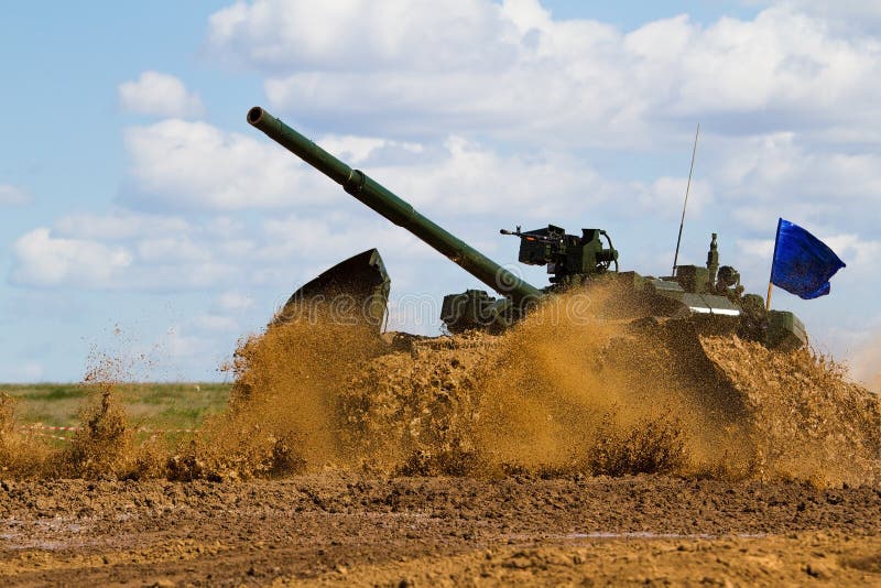 Army Tank Crosses the Water Obstacle Stock Photo - Image of army ...