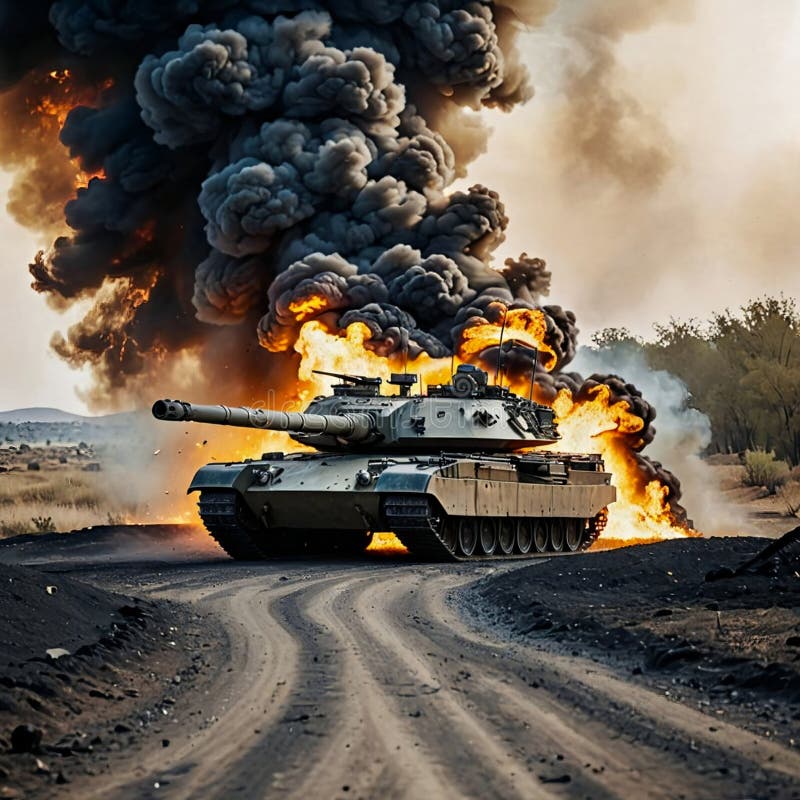 Army Military Tank Speed Down the Path To Avoid Being Fire at, Thick ...