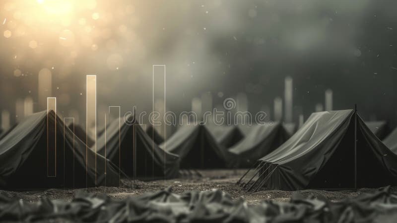 Army Tent Camp with Data Visualization Overlay Stock Image - Image of ...