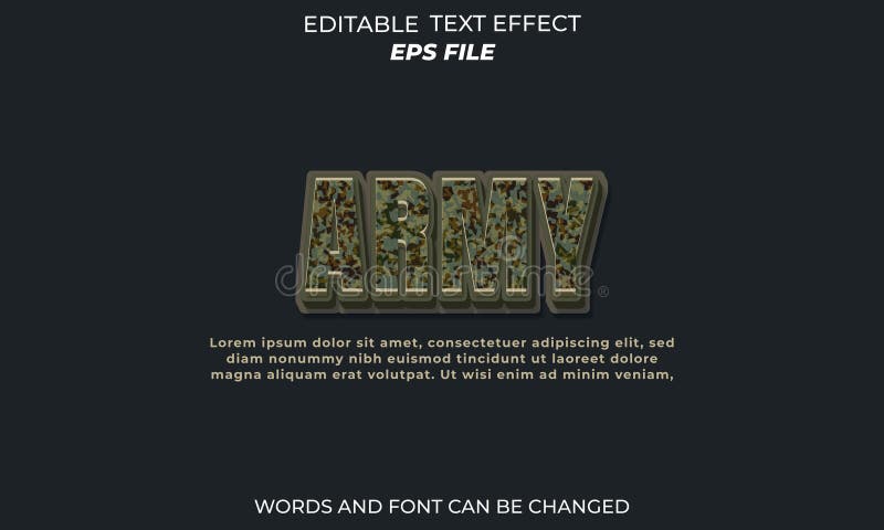 Army Text Effect, Font Editable, Typography, 3d Text Stock Vector ...