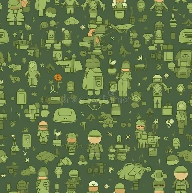 Army of Tiny Soldiers: a Green Camo Pattern Stock Illustration ...