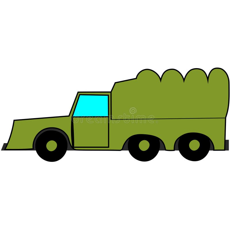 A cartoon-style army truck stock vector. Illustration of logistics ...