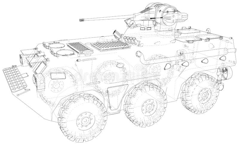 Army Tank Technical Wire-frame. Vector Illustration Stock Vector ...