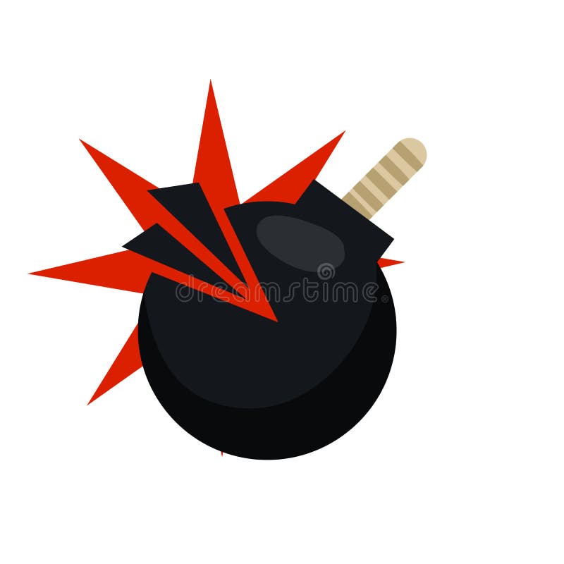 Flat Black Round Bomb with Rope Wick Isolated on White Stock Vector ...