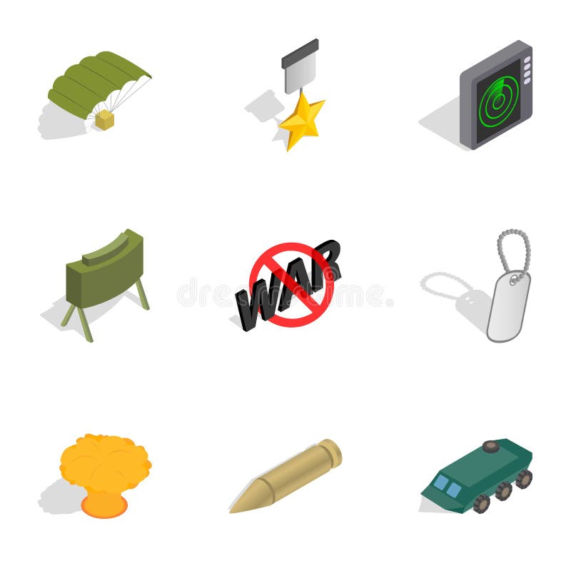 Army Weapon Icons Set, Isometric 3d Style Stock Vector - Illustration ...