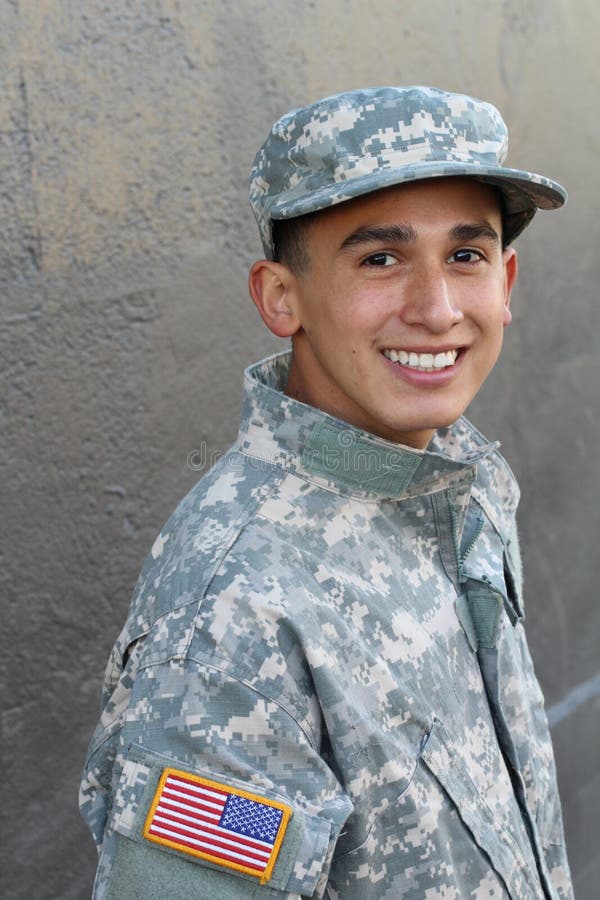 Army Worker Close Up Smiling Stock Image - Image of background ...
