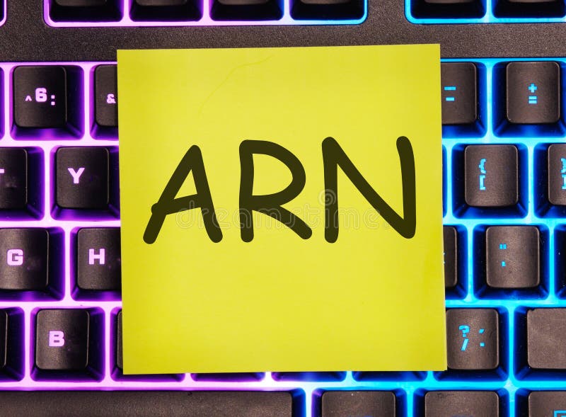 ARN As Account Reference Number Written on a Yellow Sticker on a Laptop ...