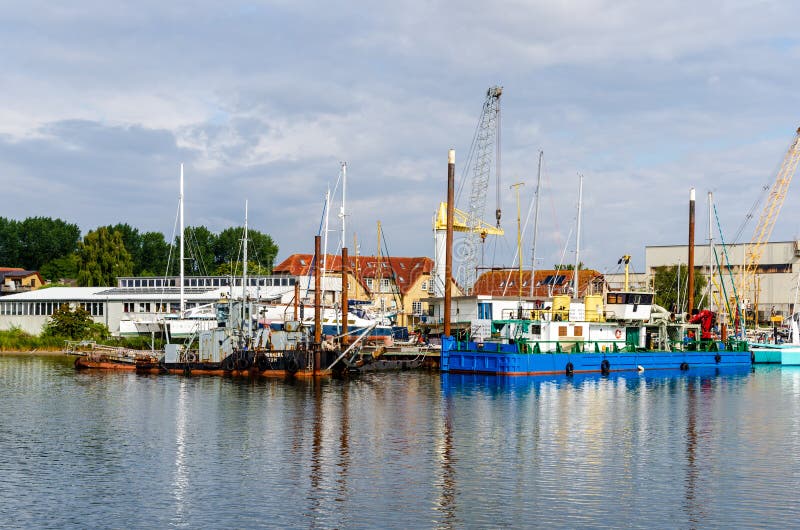 Arnis, Germany - September 07, 2021: View of the Harbor, Shipyard and ...