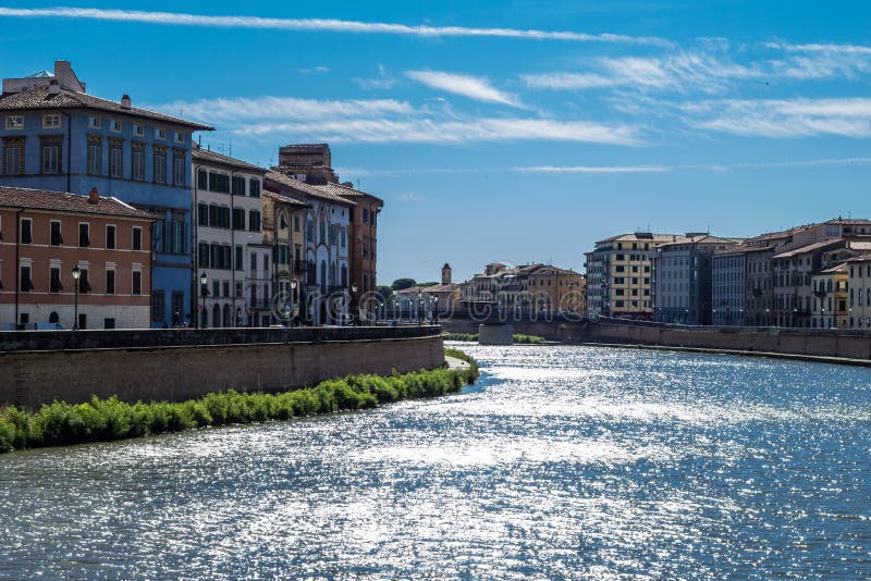 Arno river in Pisa, Italy stock image. Image of mediterranean - 80402949