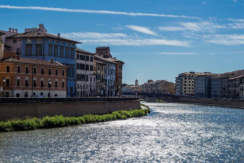 Arno river in Pisa, Italy stock image. Image of toscana - 80403415
