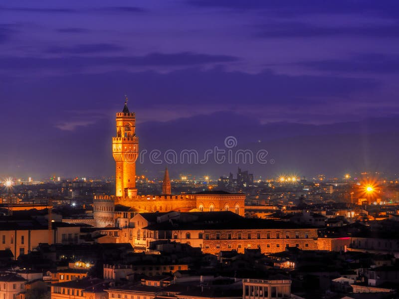Arnolfo Tower at Sunset Top View, Florence, Italy Stock Photo - Image ...