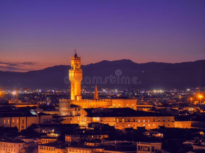 Arnolfo Tower at Sunset Top View, Florence, Italy Stock Photo - Image ...