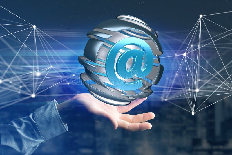 Arobase Symbol Displayed in a Sliced Sphere - 3D Rendering Stock Photo ...