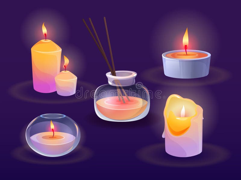 Aroma Candles and Scent Diffuser Set Stock Vector - Illustration of ...