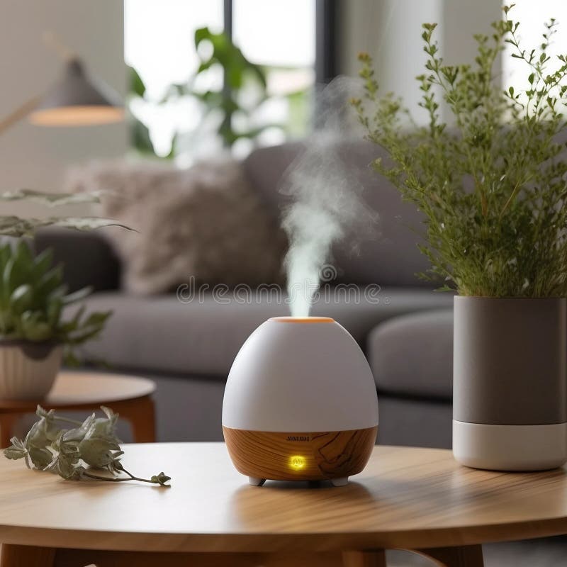 Aroma Diffuser Emitting a Pleasant Scent Placed on a Coffee Table in a ...