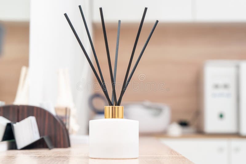 Aroma Diffuser for Perfumed Liquid and Reed Sticks in the Room on a ...