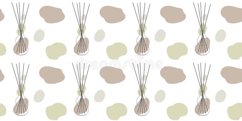 Aroma Diffuser Seamless Pattern, Cartoon Flat Vector Illustration with ...
