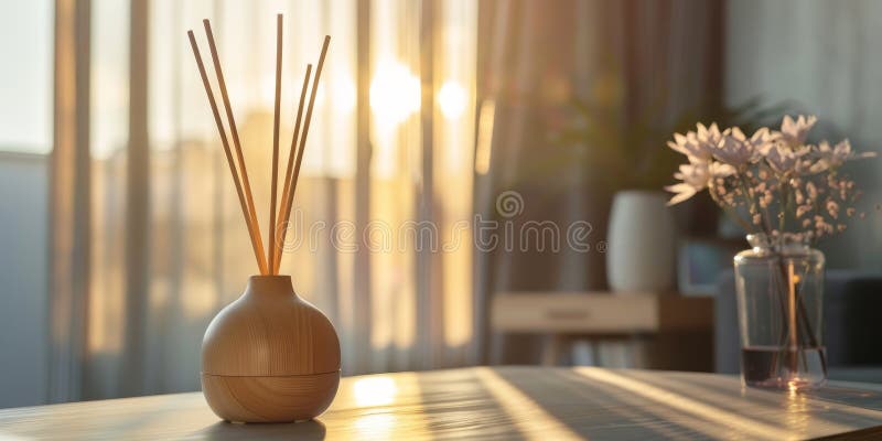 An Aroma Diffuser Stands on a Table in a Modern Designer Interior ...