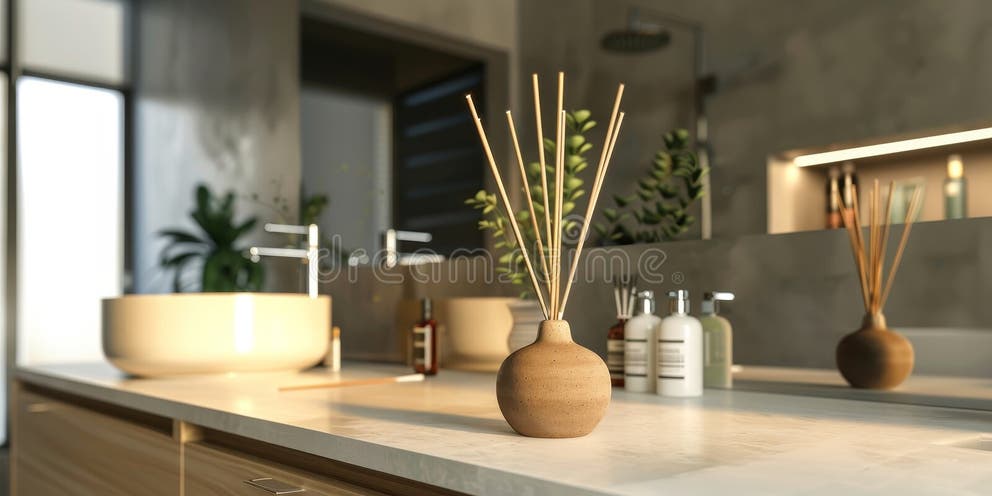 An Aroma Diffuser Stands on a Table in a Modern Designer Interior ...