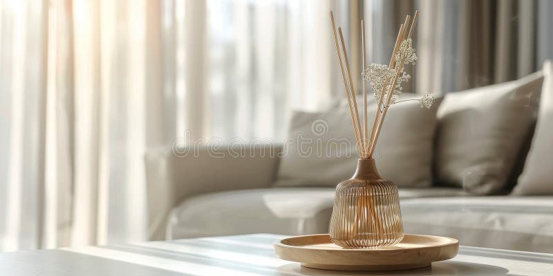 An Aroma Diffuser Stands on a Table in a Modern Designer Interior ...