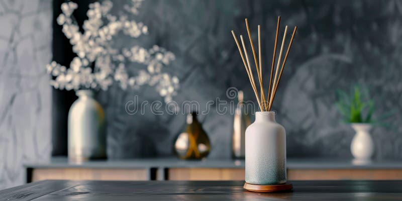 An Aroma Diffuser Stands on a Table in a Modern Designer Interior ...