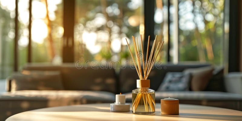 An Aroma Diffuser Stands on a Table in a Modern Designer Interior ...