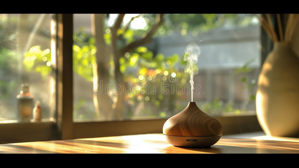 An Aroma Diffuser with Summer Blends of Essential Oils is Located on ...