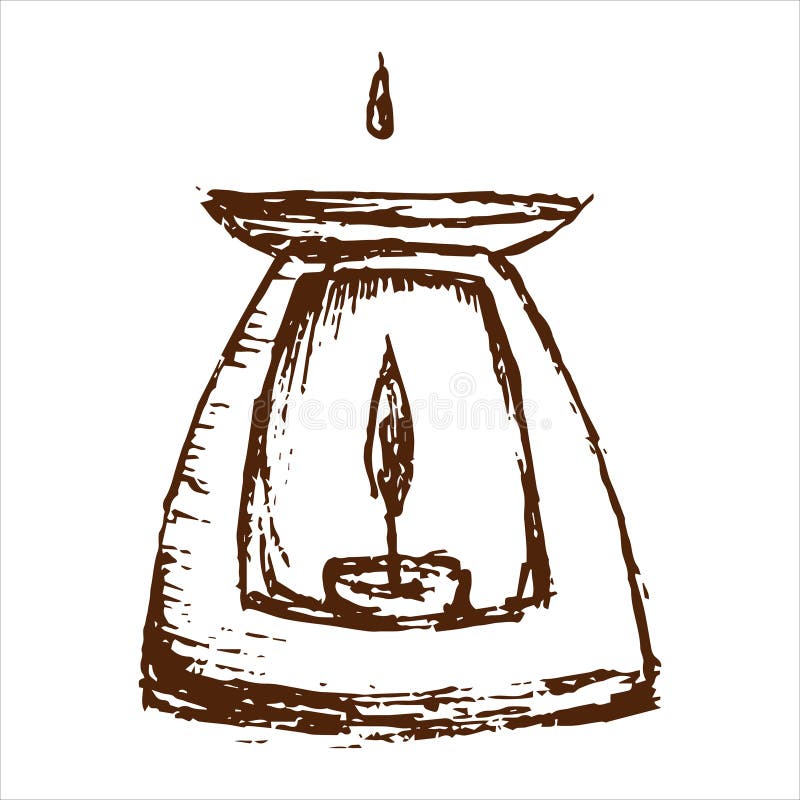 Essential Oil Hand Draw. Aromatherapy Vector Illustration. Aroma Lamp ...