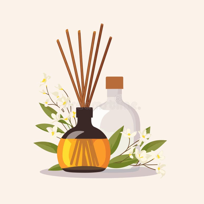 Aroma Oil Bottle with Sticks Vector Flat Isolated Illustration Stock ...