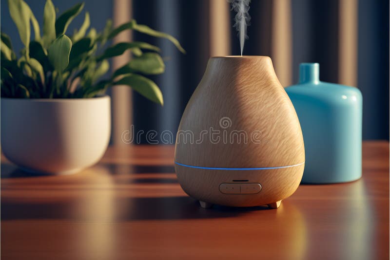 Aroma Oil Diffuser on Table at Home, 3d Rendering Stock Illustration ...