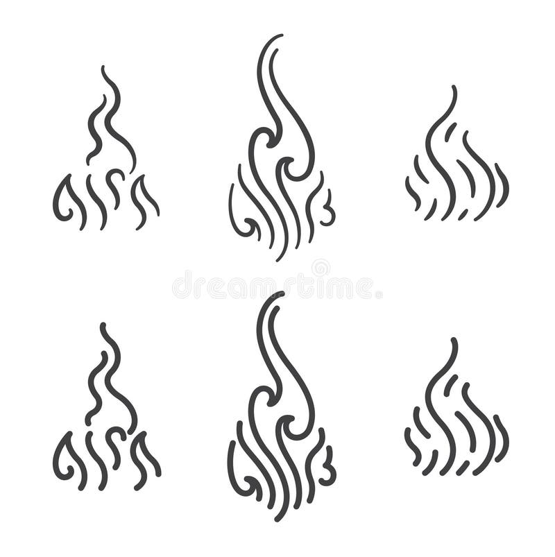 Aroma and Smoke Steam Line Art Icon Vector Set Stock Vector ...