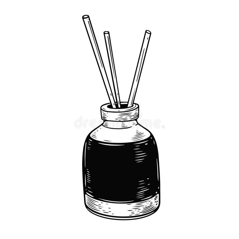 Aroma Sticks in Bottle Hand Drawn Black Vector. Stock Vector ...