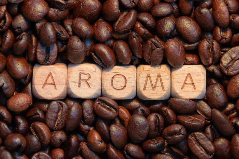 Aroma Word Wooden Blocks Surrounded Coffee Beans Stock Photos - Free ...