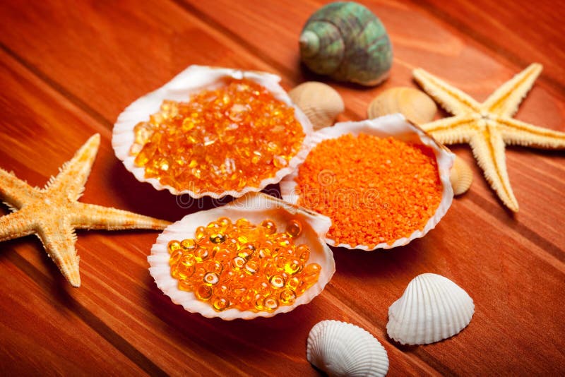 Aromatherapy - Bath Salt and Shell Stock Image - Image of massage ...
