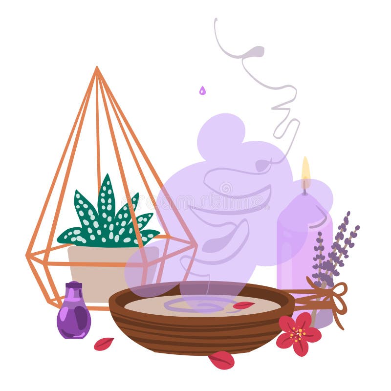 Aromatherapy and Devices and Means for Aromatherapy. Vector ...