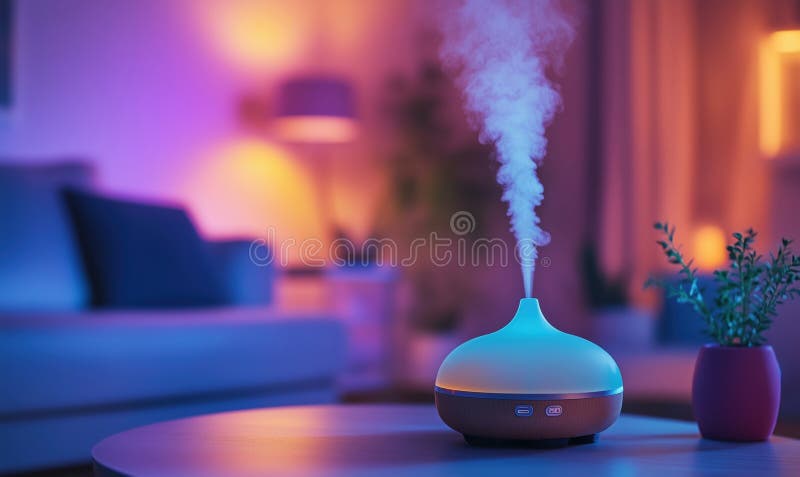 Aromatherapy Diffuser on Table with Warm Sunlight in Cozy Room, AI ...