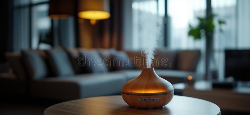 Aromatherapy Diffuser on Table with Warm Sunlight in Cozy Room, AI ...