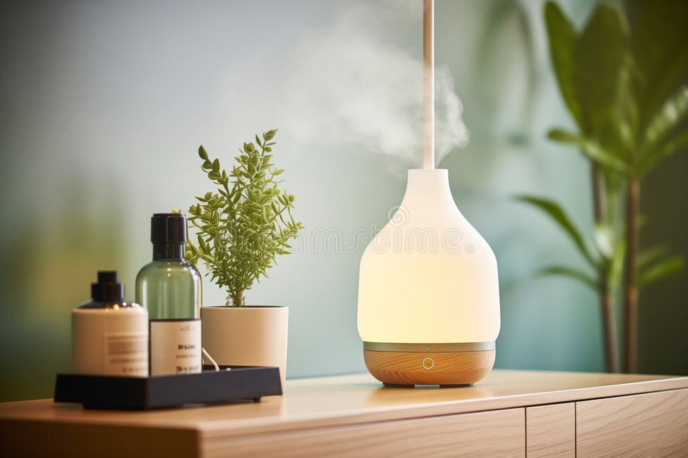 Aromatherapy Diffuser Emitting Steam in a Therapy Room Stock Photo ...