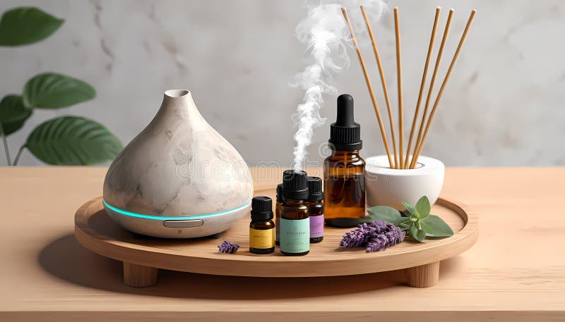 Aromatherapy Diffuser & Essential Oils Stock Illustration ...